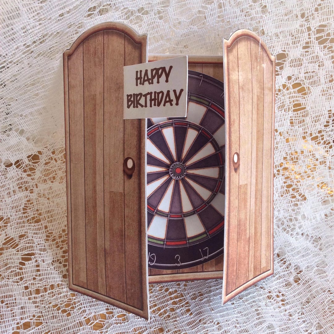 Handmade Dart Player Birthday Card for Him - Modern Design - Etsy