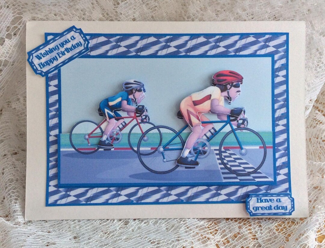 Handmade Cyclist Card Card for Him Male Birthday Card Happy - Etsy