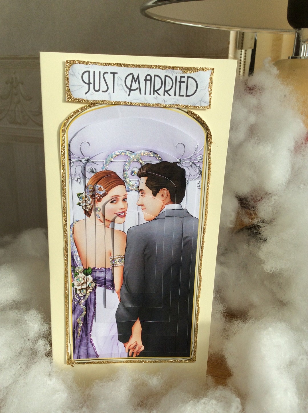 Handmade Art Deco Wedding Card: Romantic Congratulations - Etsy