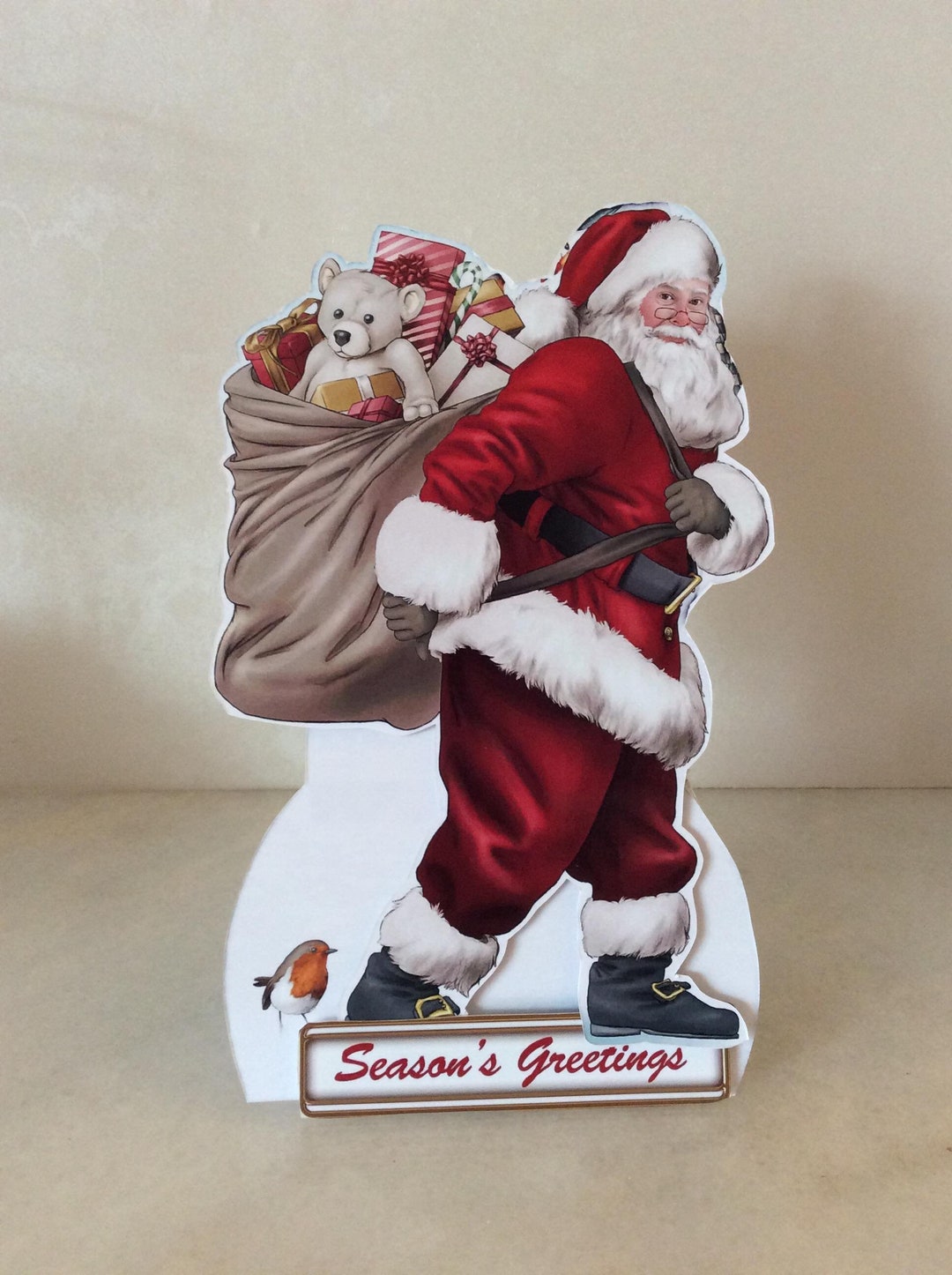 Luxury Shaped Card Showing Santa on His Christmas Eve Journey , Father ...