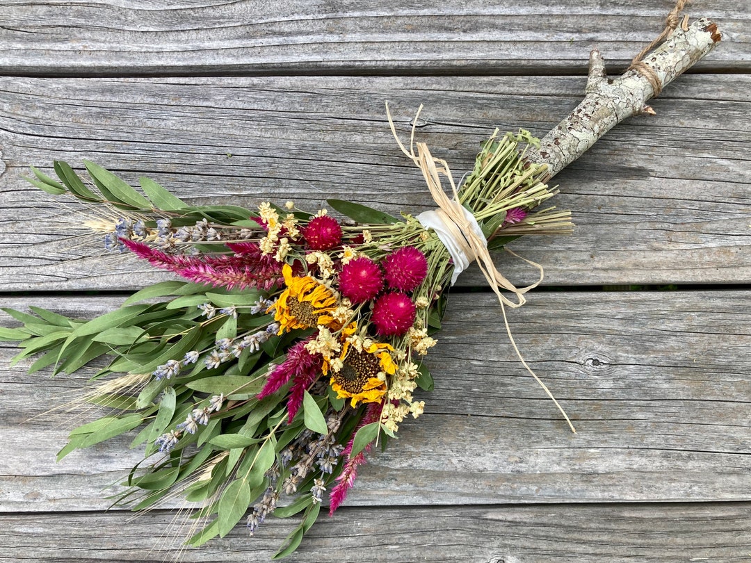 Small Floral Broom, 16 In, Witch's Besom Stick, Fall Decor, Custom ...