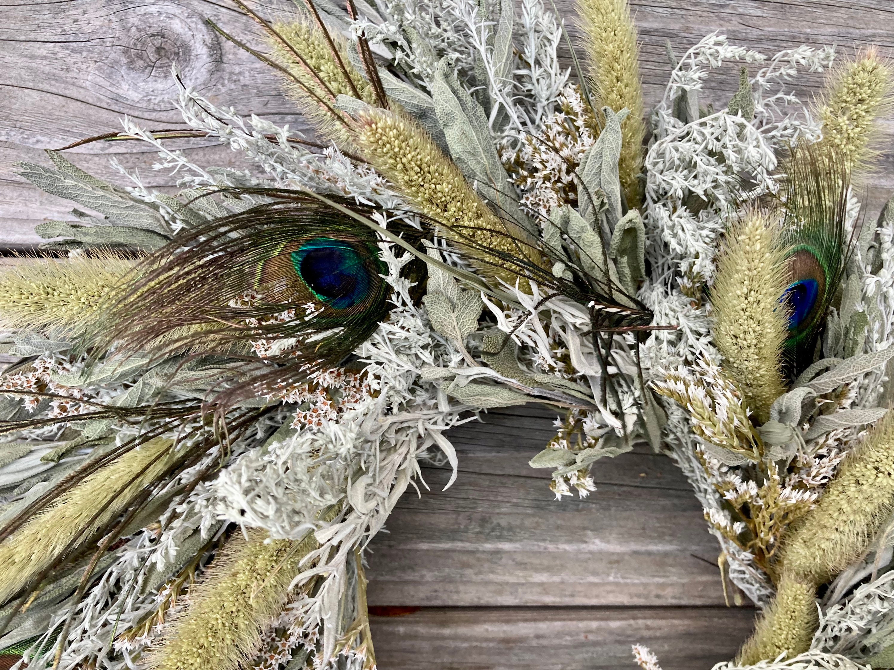 Peacock Feather Greenery Wreath All Real Materials - Etsy