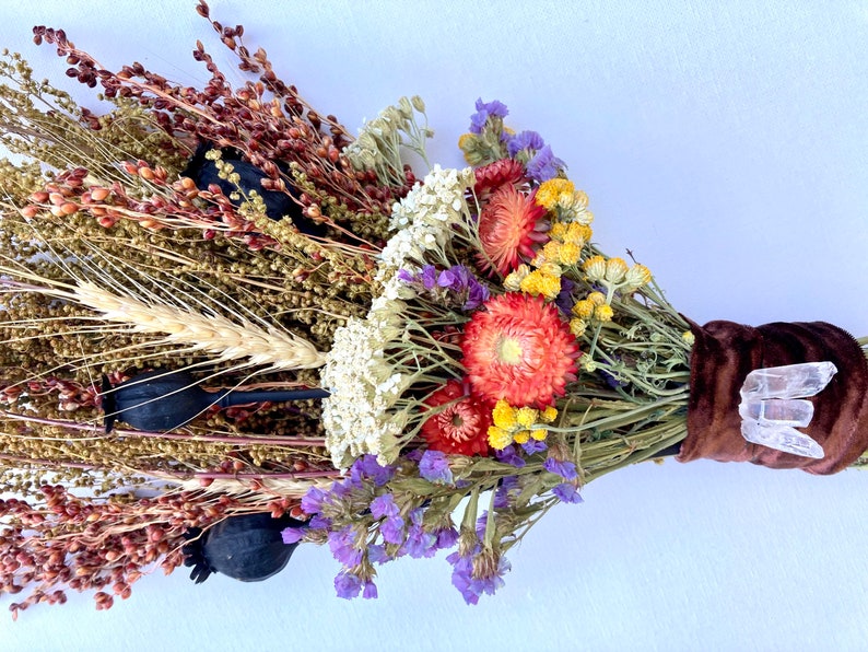 Floral Broom: 30in Dried Flower Besom, Wedding Altar Decor ...