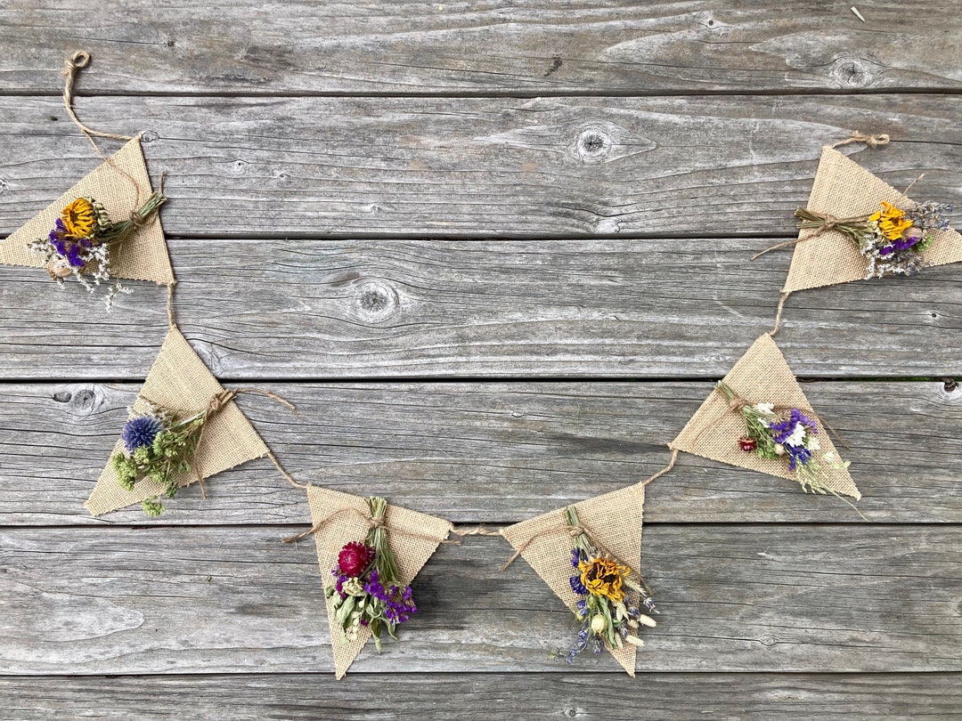 Floral Burlap Banner Party Decoration, Wall Hanging, Garden Theme - Etsy