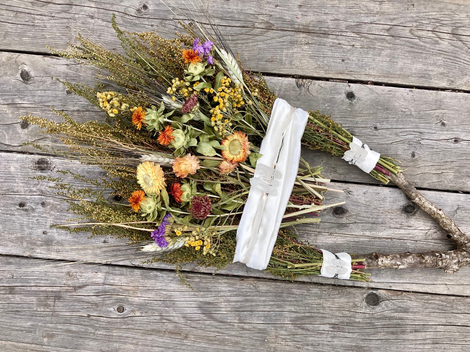 Double Floral Broom, 48 In, Wedding Besom Stick, Fall Decor, for Good ...