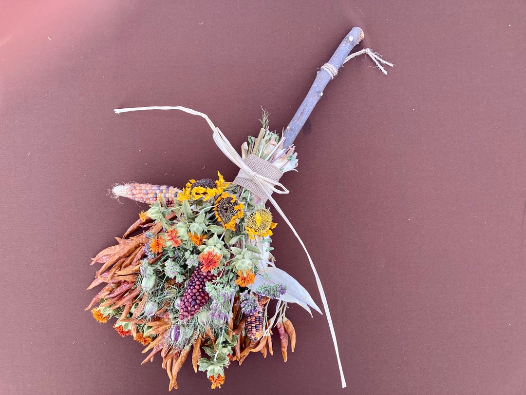 Chili Floral Broom, 30 In, Witch's Besom Stick, Fall Decor, for Good ...