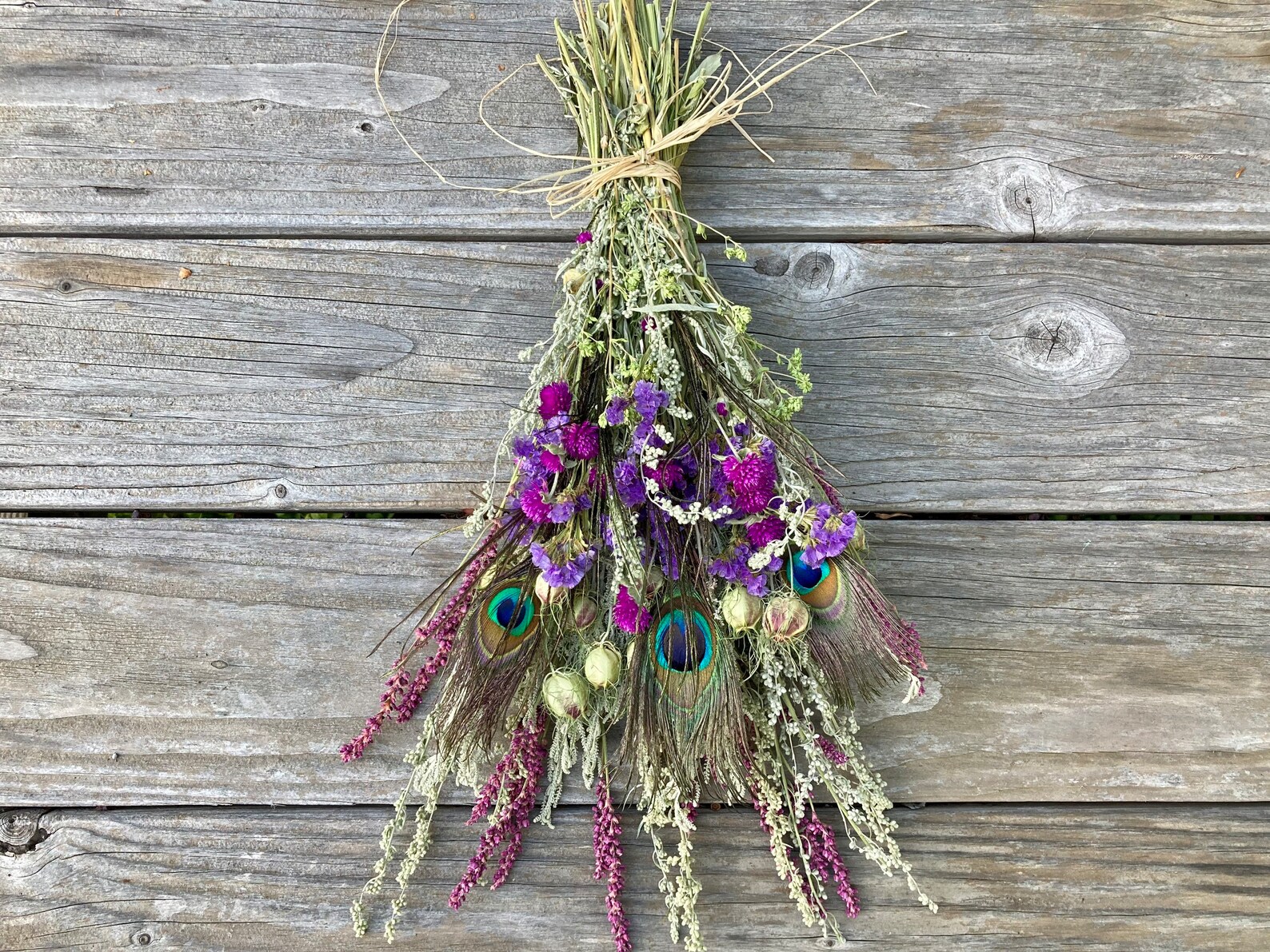 Peacock Dried Flower Spray, 16 X 8 Inches - Etsy