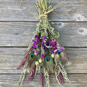 Peacock Dried Flower Spray, 16 X 8 Inches - Etsy