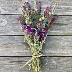 Peacock Dried Flower Spray, 16 X 8 Inches - Etsy
