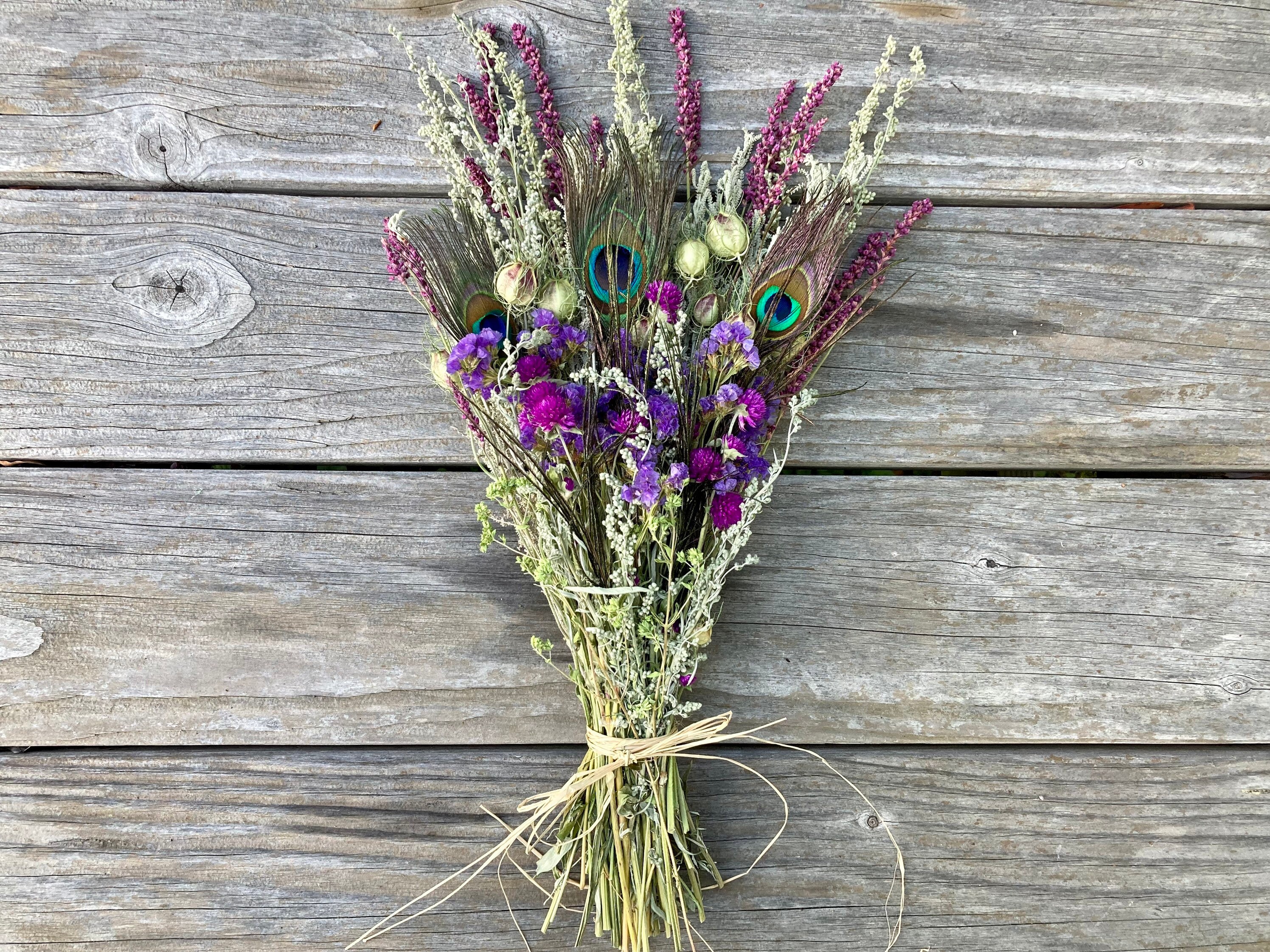 Peacock Dried Flower Spray, 16 X 8 Inches - Etsy