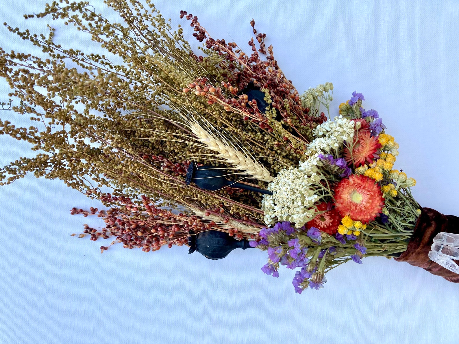 Floral Broom: 30in Dried Flower Besom, Wedding Altar Decor ...