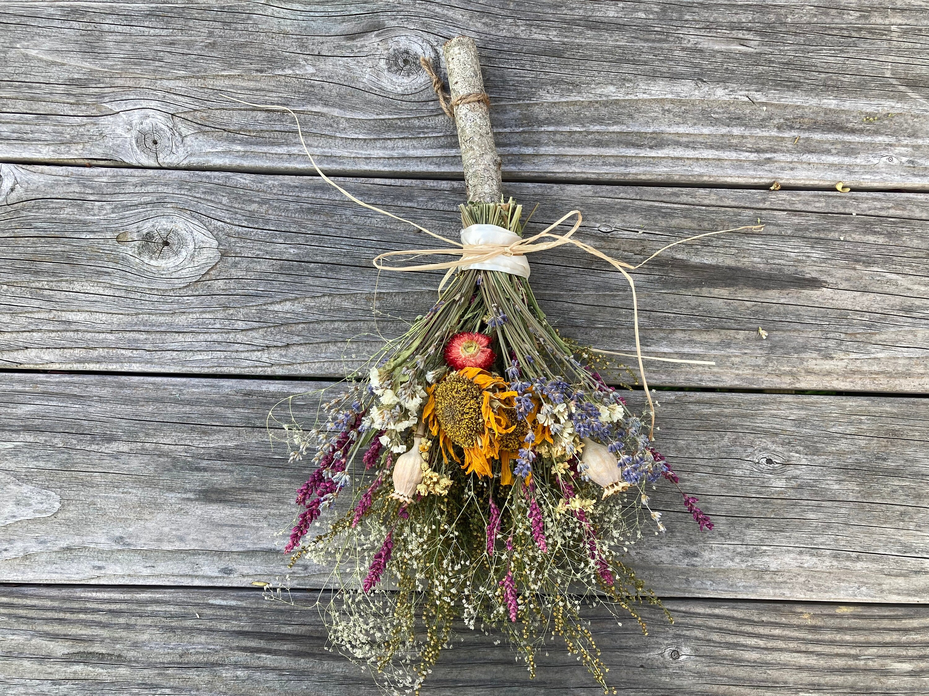 Small Floral Broom, 16 In, Witch's Besom Stick, Fall Decor, Custom ...
