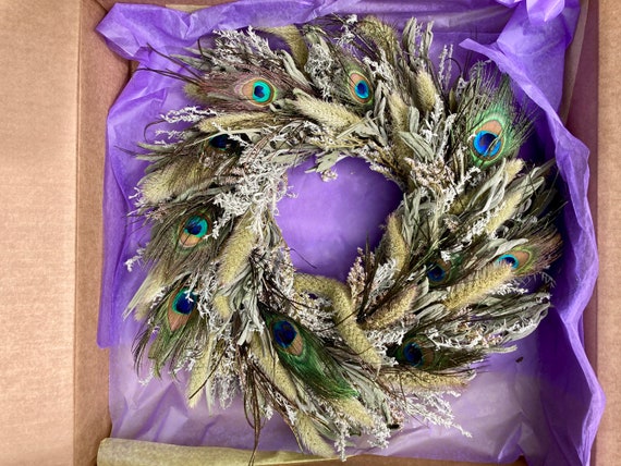 Peacock Feather Greenery Wreath All Real Materials - Etsy