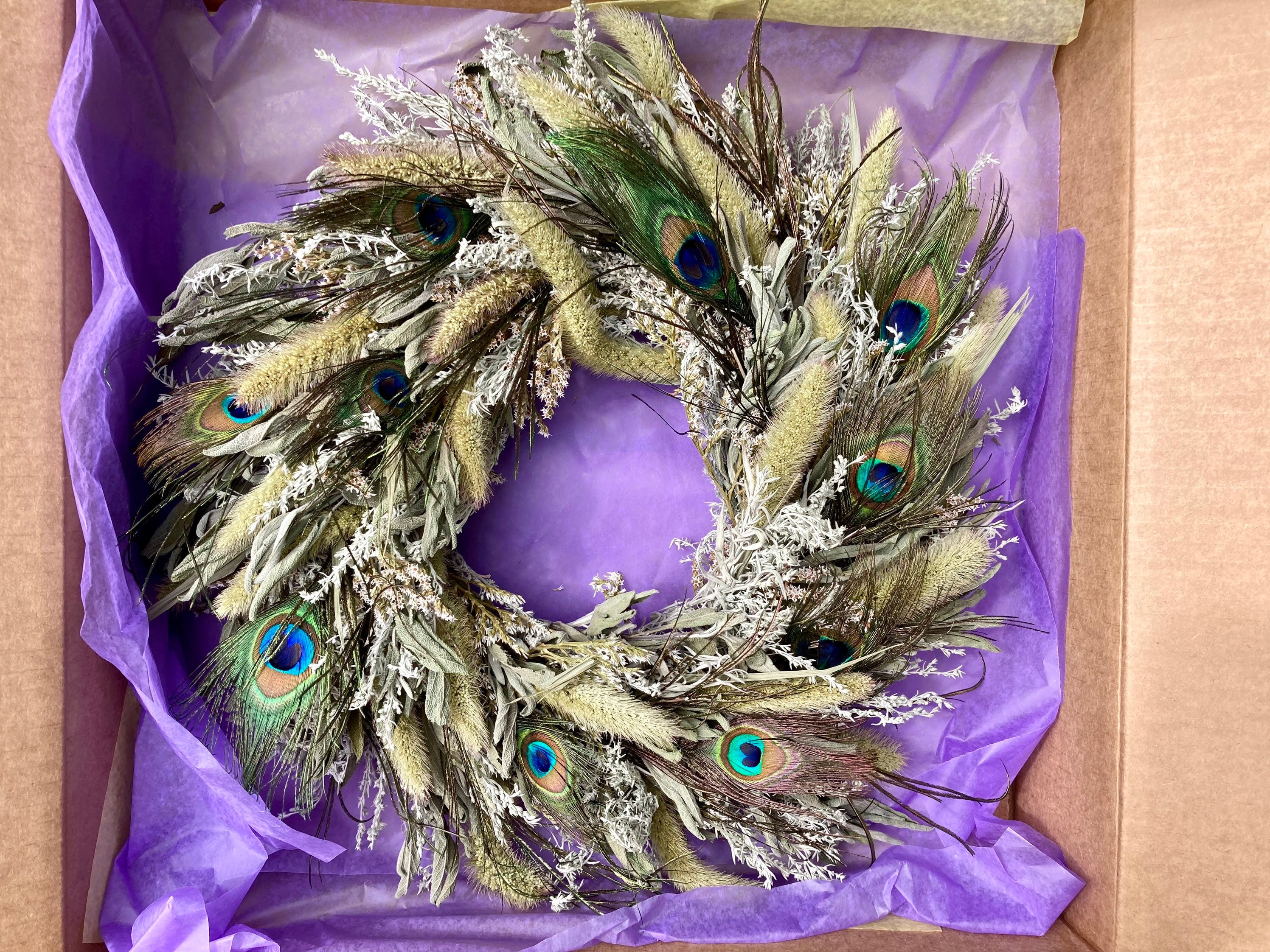 Peacock Feather Greenery Wreath All Real Materials - Etsy