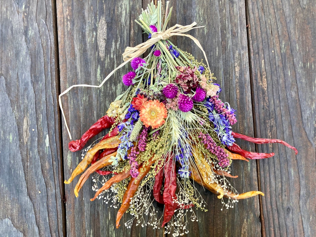 Chili Pepper, Culinary Herbs and Dried Flower Spray - Etsy