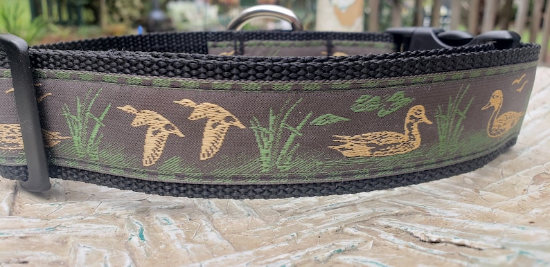 Handmade Duck Collar. Fisher Collar. Green and Blue Jacquard Ribbon ...