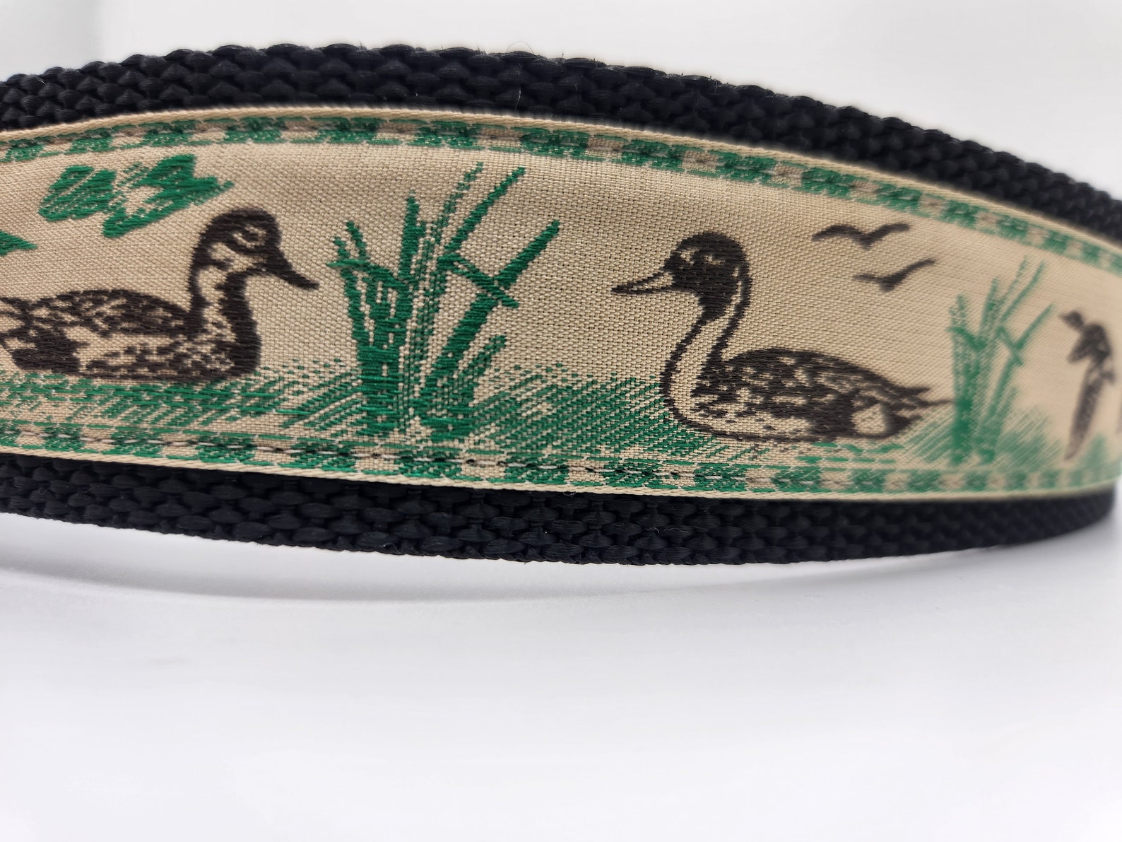 Handmade Duck Collar. Coco Collar. Green and Brown Jacquard Ribbon. for ...