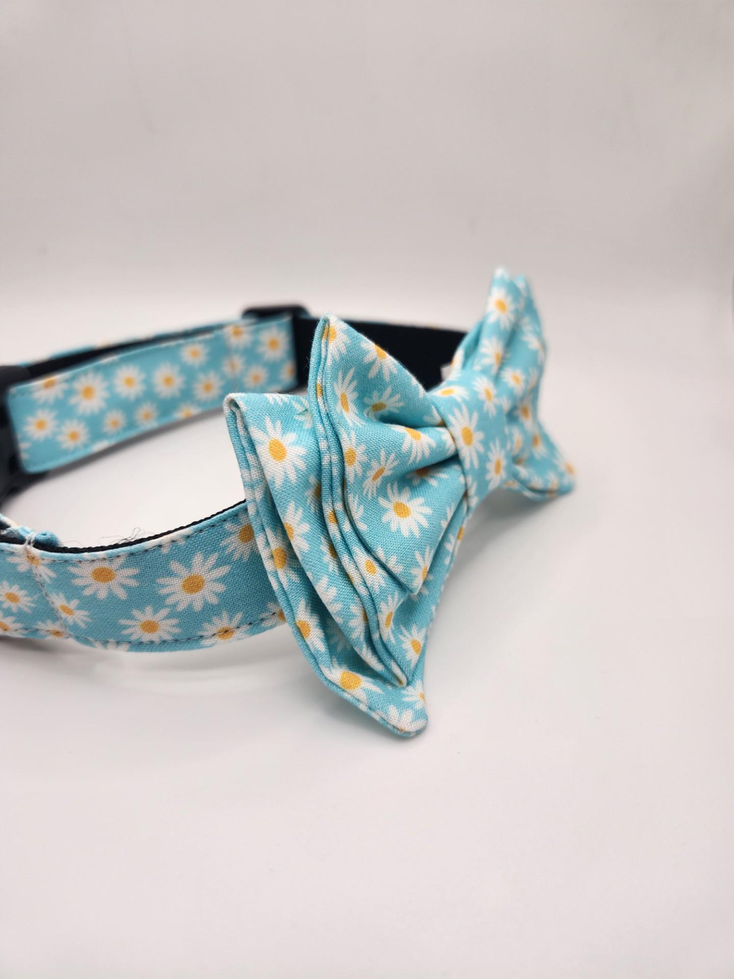 Handmade Daisy Dog Collar: Blue & Yellow Floral, Bow Tie or Flower - Etsy