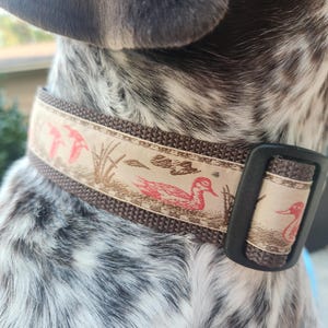 Handmade Duck Dog Collar: Red Tan Jacquard Ribbon, XL Hunting Dog - Etsy