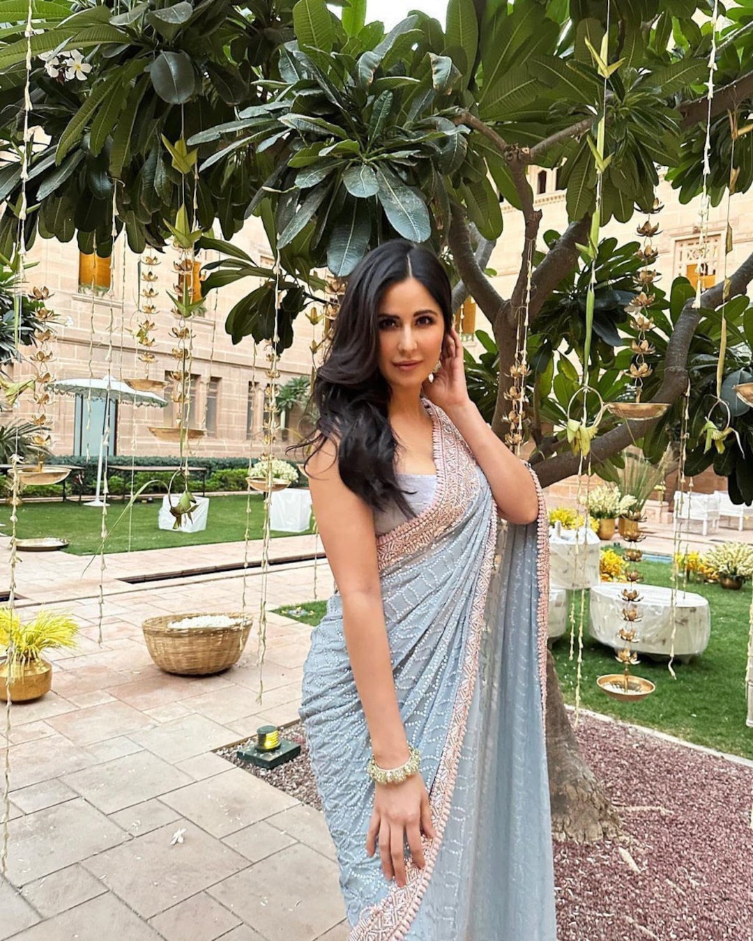 Katrina Kaif Blue Saree. Designer Fashionable Trendy Cocktail Saree ...