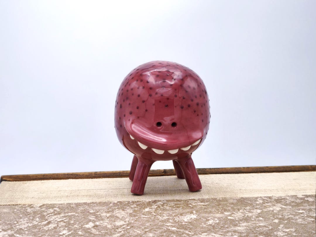 Burgundy "chickenpox" Monster, Ceramic - 100% Handmade in France - Etsy