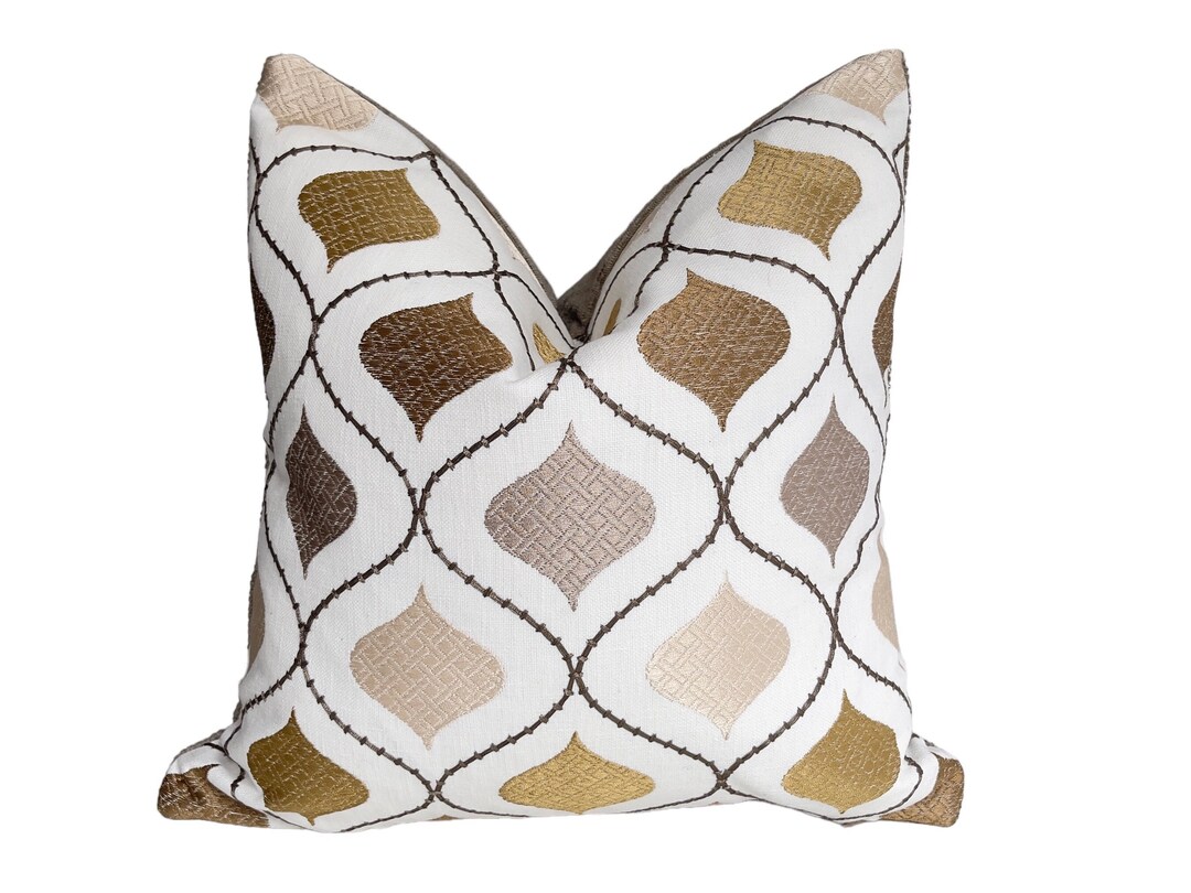 Multicoloured Geometric Pattern Cushion Cover Embroidered Cotton ...