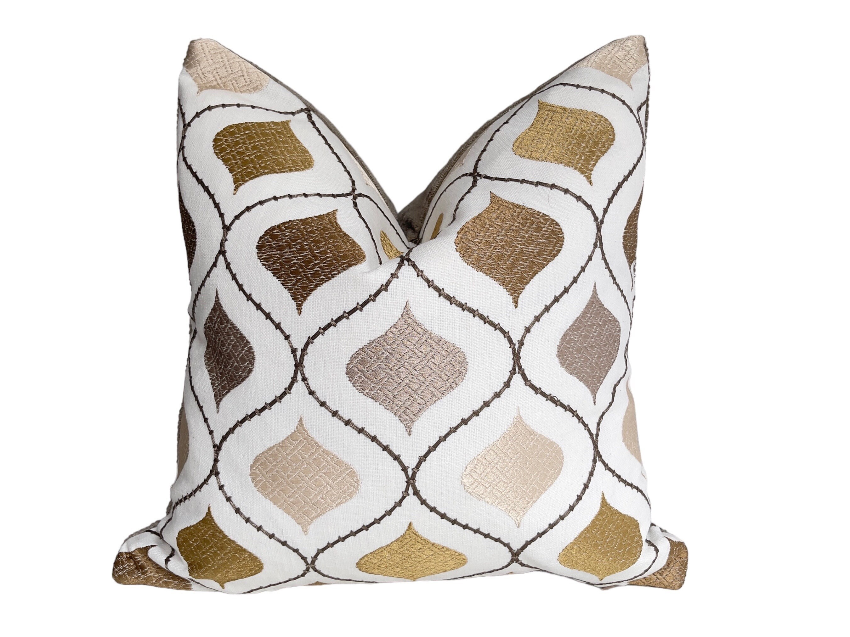 Multicoloured Geometric Pattern Cushion Cover Embroidered Cotton ...
