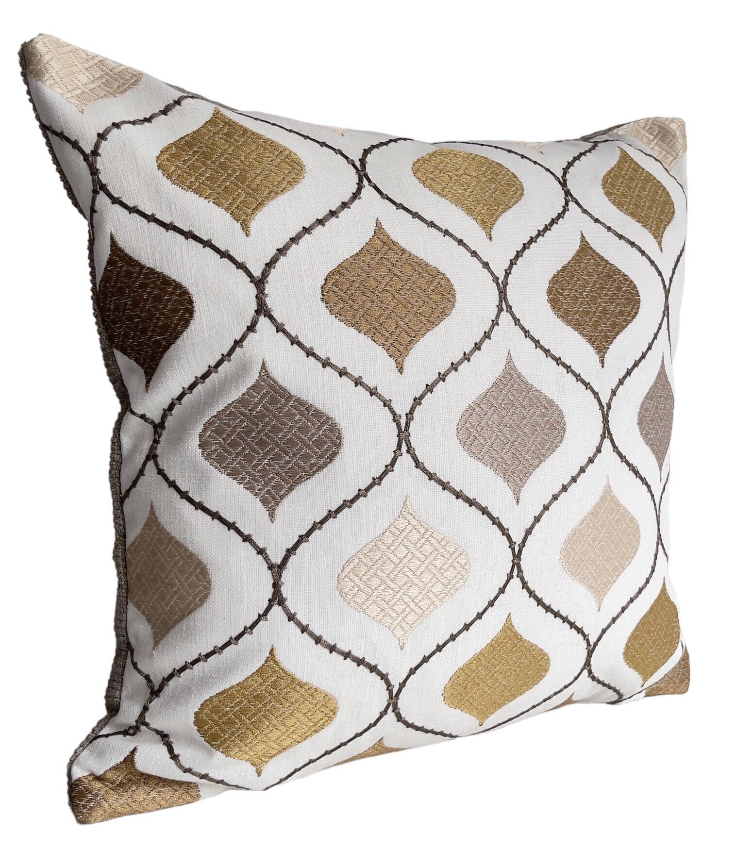 Multicoloured Geometric Pattern Cushion Cover Embroidered Cotton ...
