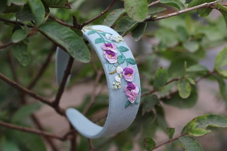 Handmade Headband With Floral Embroidery, Hair Accessories for Woman ...