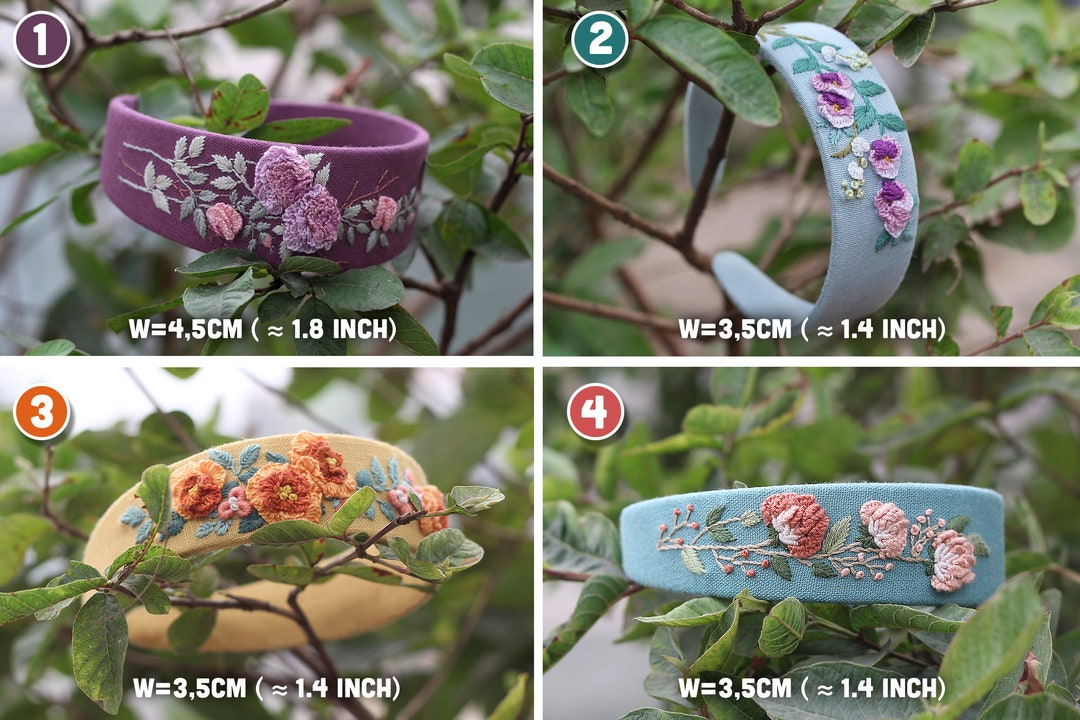 Handmade Headband With Floral Embroidery, Hair Accessories for Woman ...