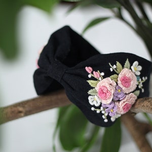 Embroidered Headband, Custom Embroidery, Floral Embroidery, Wide ...