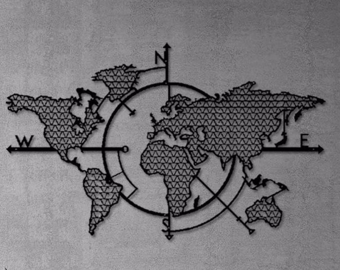 World Map Metal Wall Decor, Metal World Map, Metal Wall Decor, Art Work ...