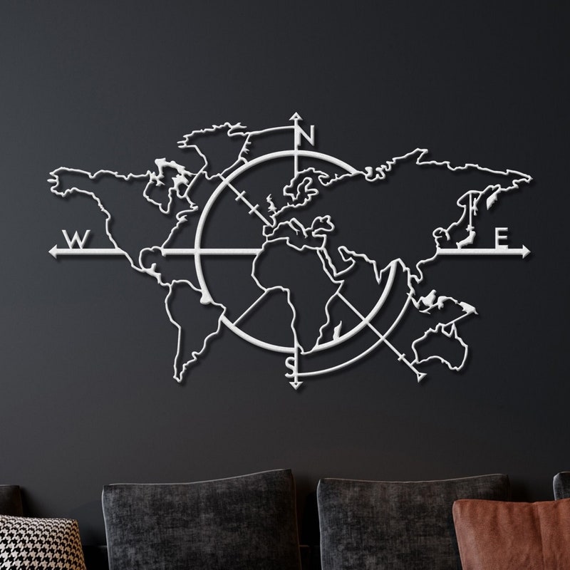 Metal World Map - Etsy