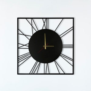 Line Art Square Metal Wall Clock, Metal Wall Decor, Wall Art Silent ...