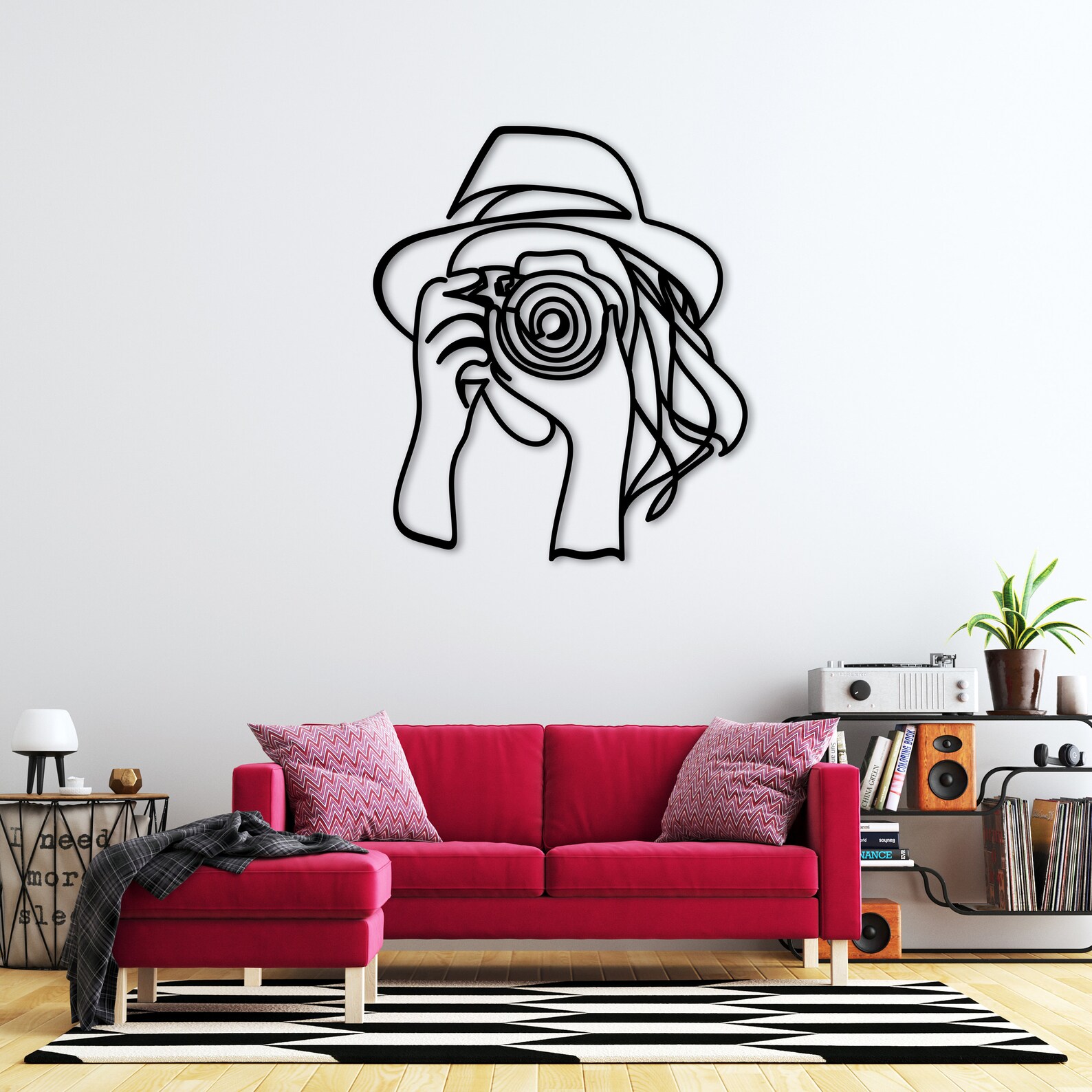 Photographer Girl Metal Wall Art: Minimalist Coquette Room Decor - Etsy