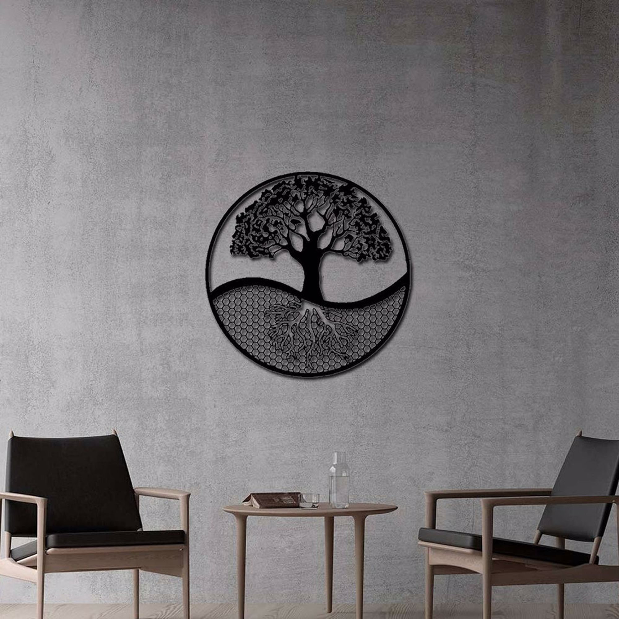 Yin Yang Metal Wall Decor Tree and Root Art Decor 3D Metal Wall Decor ...