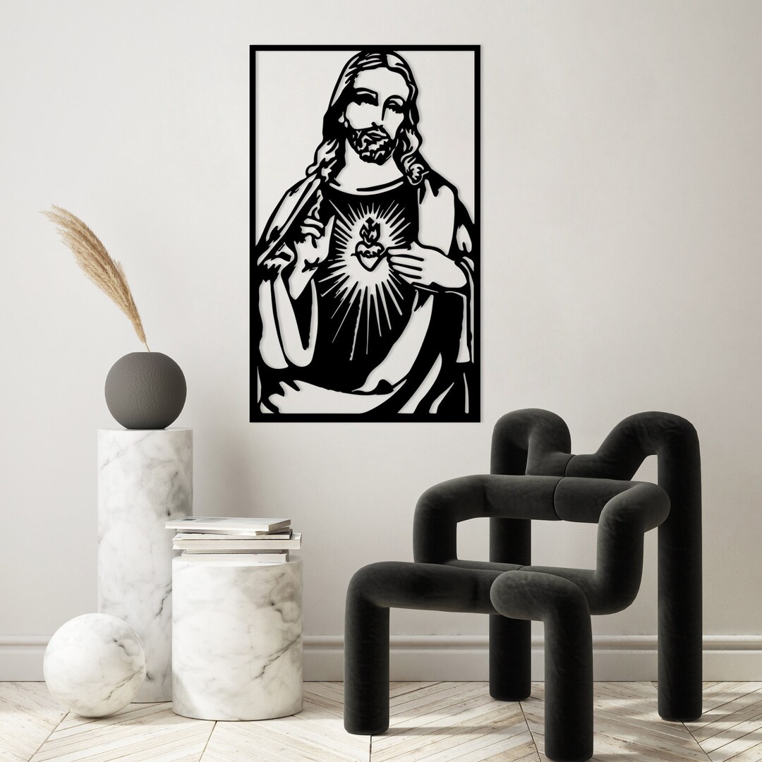 The Heart of Jesus Metal Wall Decor, Heart Jesus Metal Gift, Sacred ...