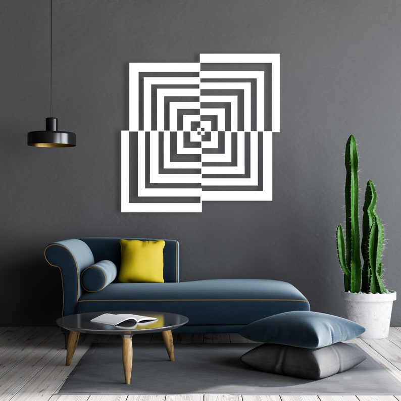 Optical Illusion Metal Wall Art, Escher Metal Art, 3D Trippy Wall Art ...