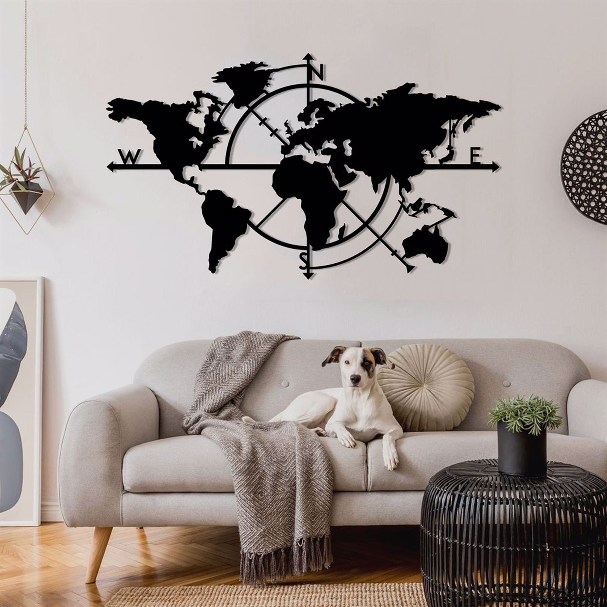 Metal World Map Compass Metal Wall Decor Art Work World Map | Etsy
