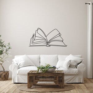 Book Metal Wall Art, Library Sign Line Art, Minimalist Metal Sign ...