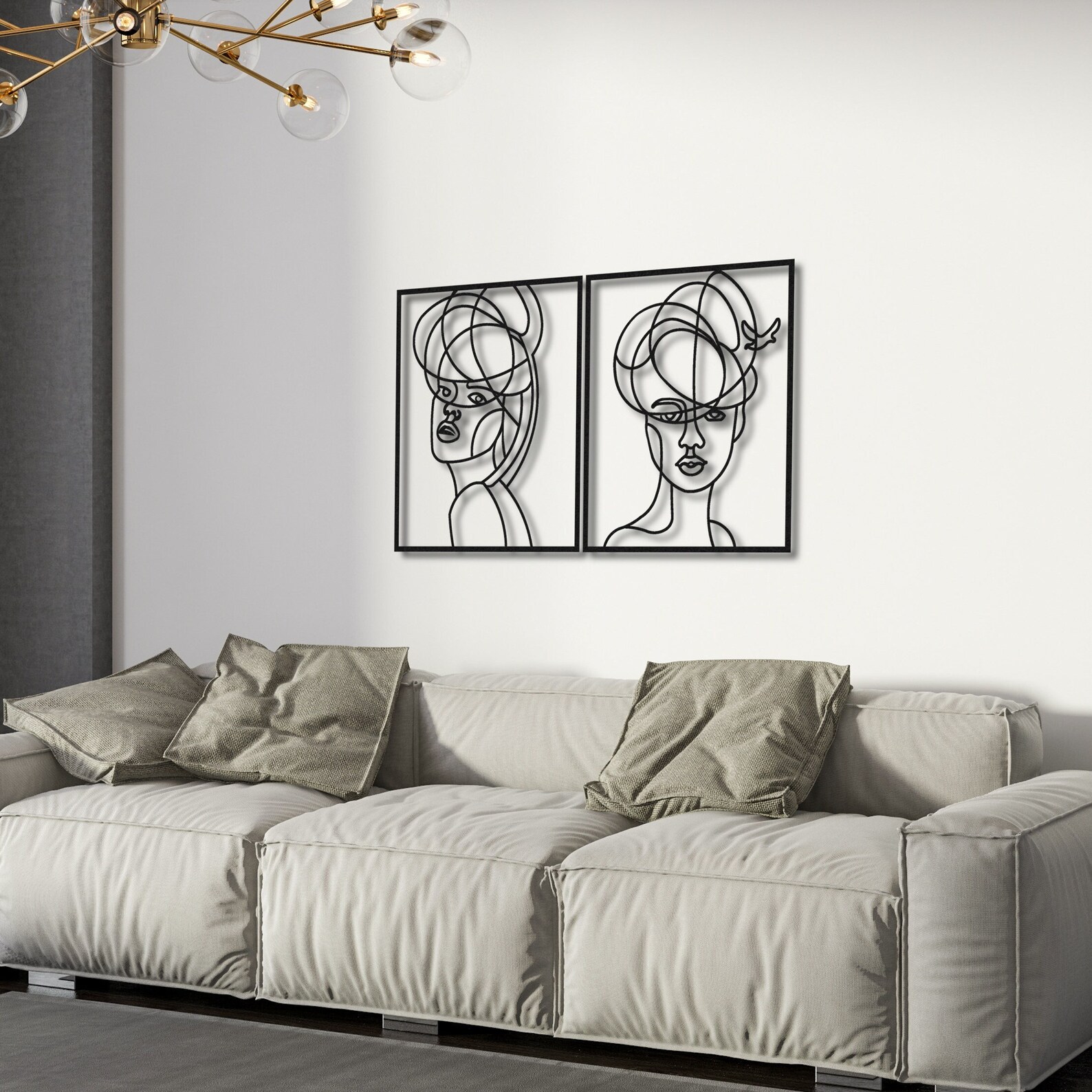 Minimalist Woman Line Art large Drawing Metal Wall Decor | Etsy