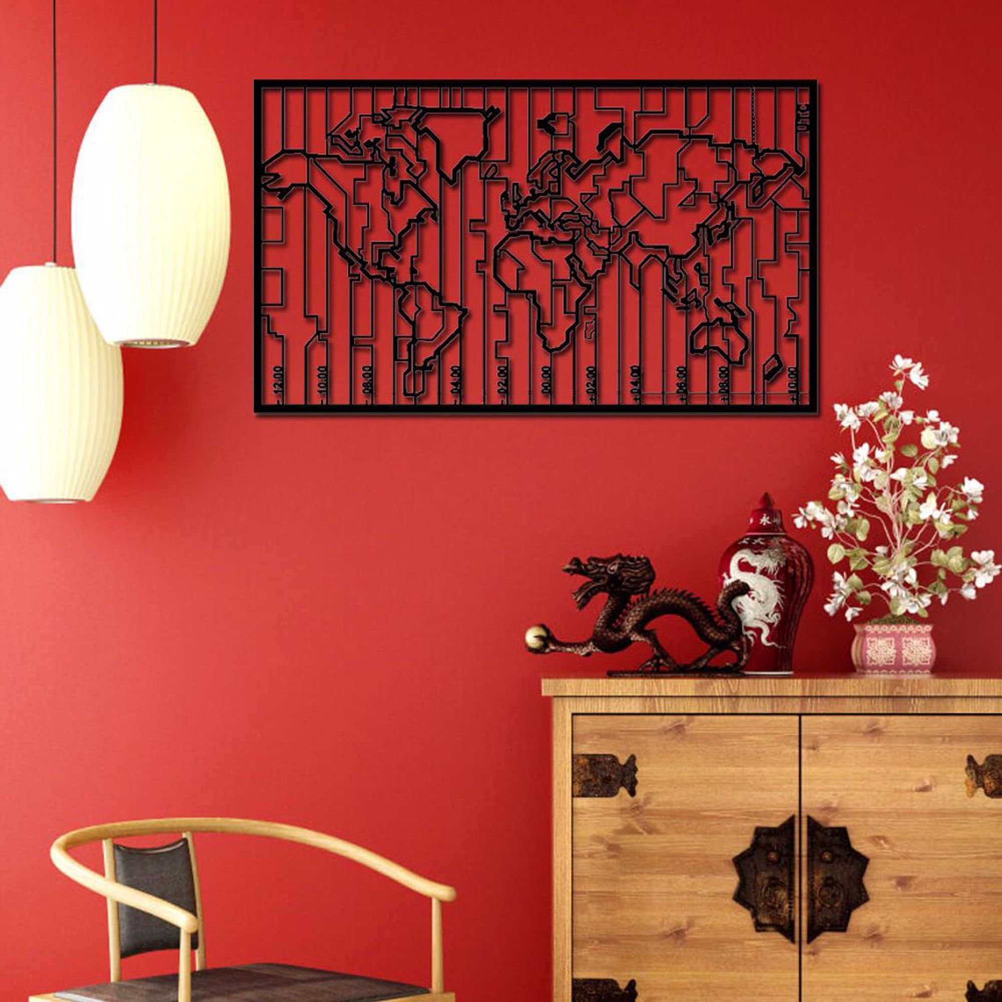 World Time Zone Metal Wall Art Metal World Map Metal Wall - Etsy