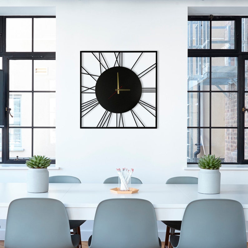 Line Art Square Metal Wall Clock Metal Wall Decor Wall Art - Etsy