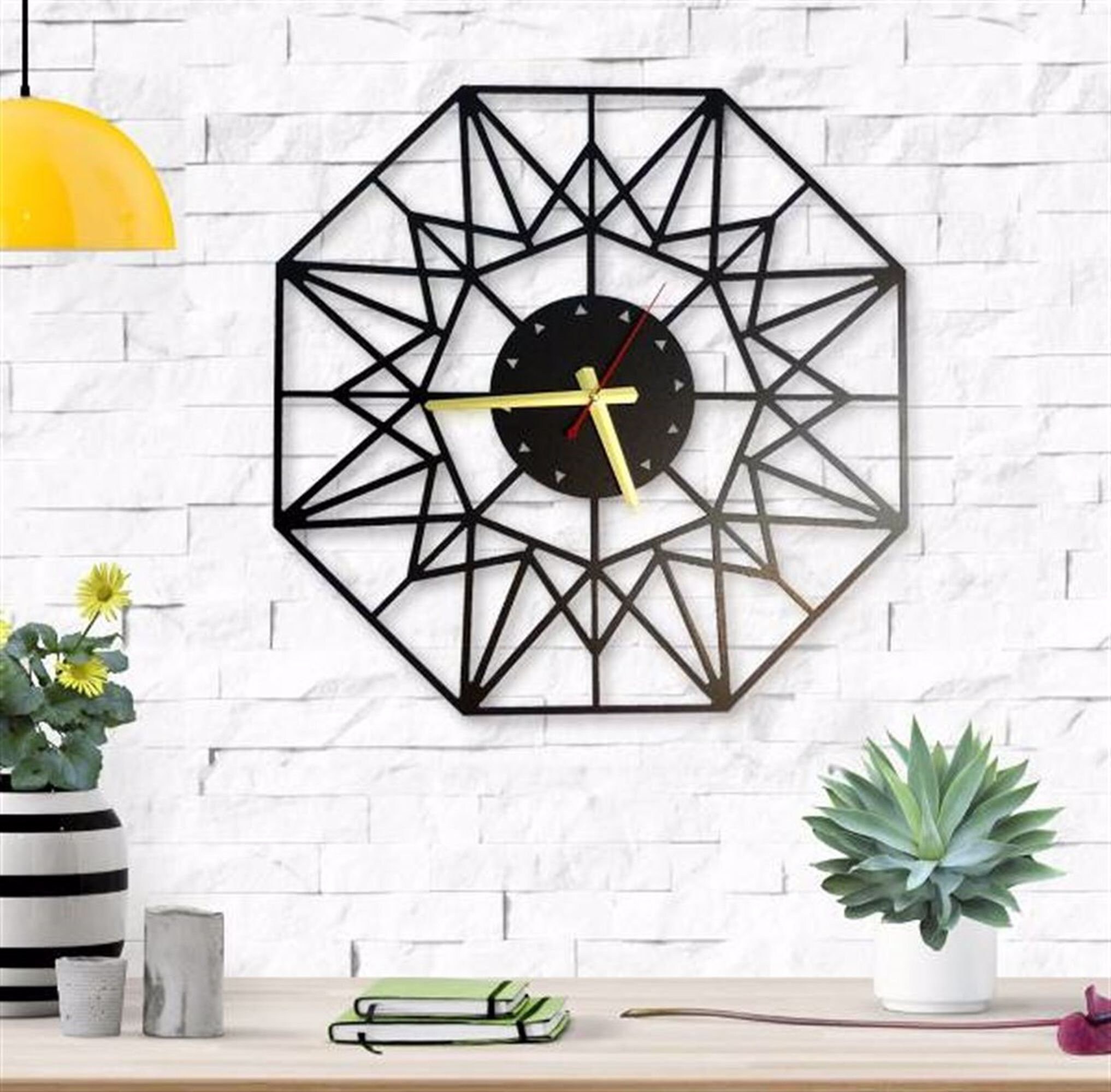 Octagonal Metal Wall Clock Bedroom Wall Decor Wall Art | Etsy