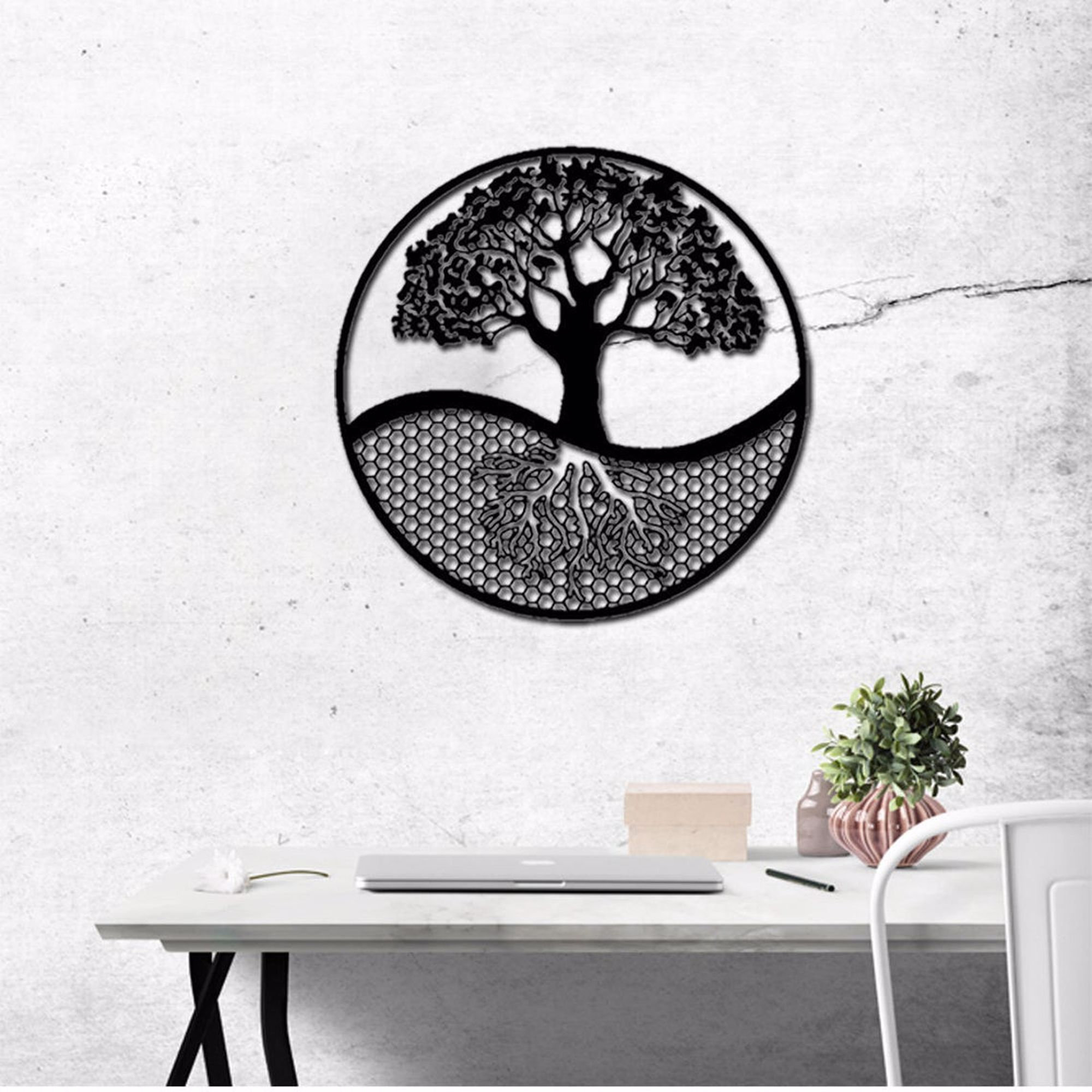 Yin Yang Metal Wall Decor Tree and Root Art Decor 3D Metal Wall Decor ...