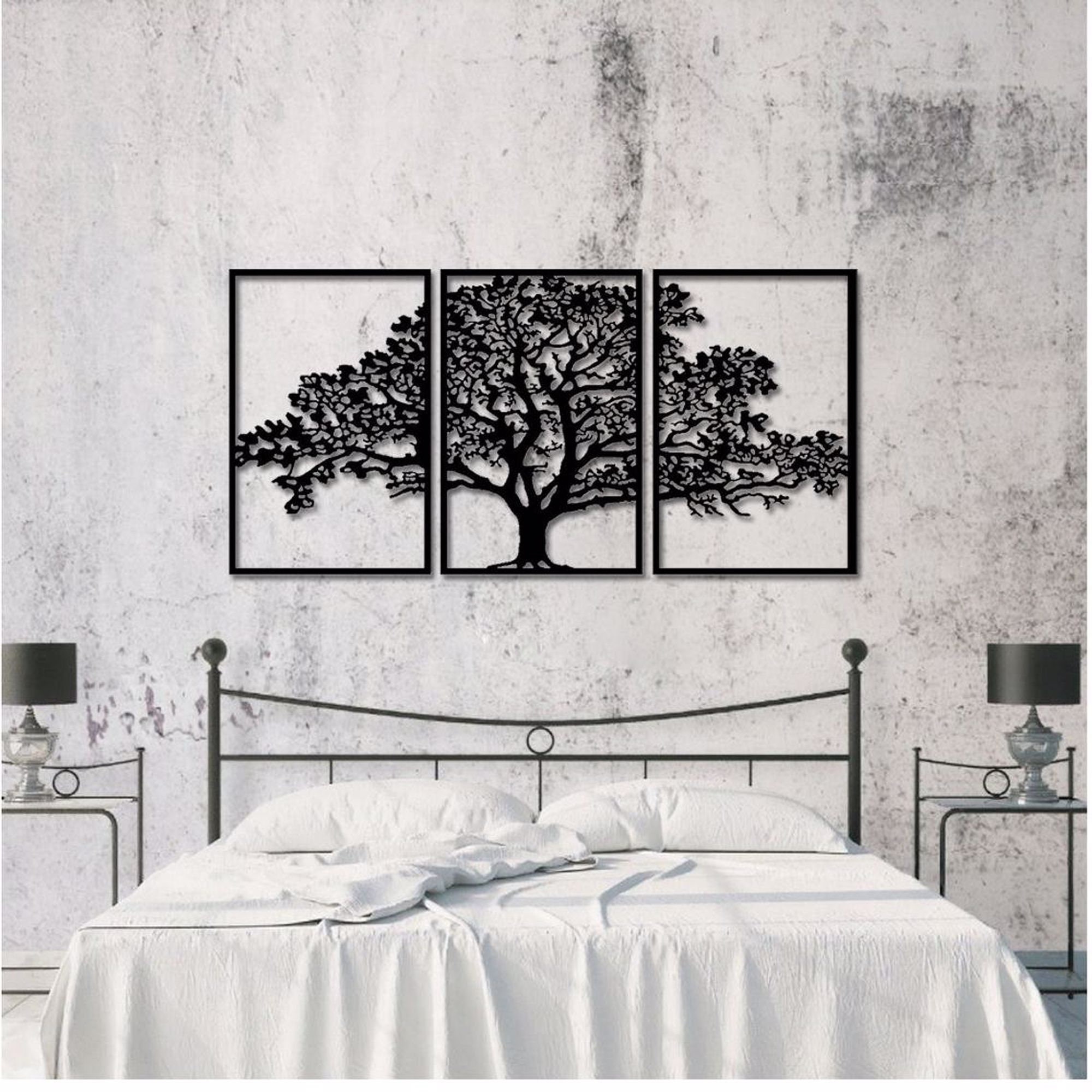 Metal Wall Art 3 Panels Oak Tree Wall Decor Tree Decoration - Etsy ...