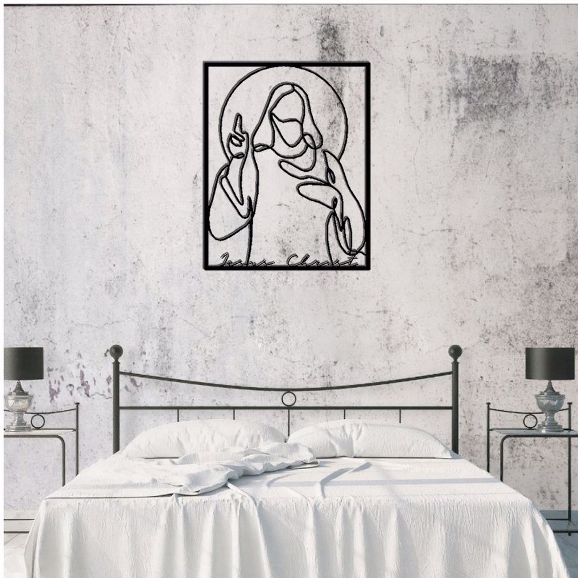 Jesus Metal Wall Decor He is Risen Christian Line Art | Etsy