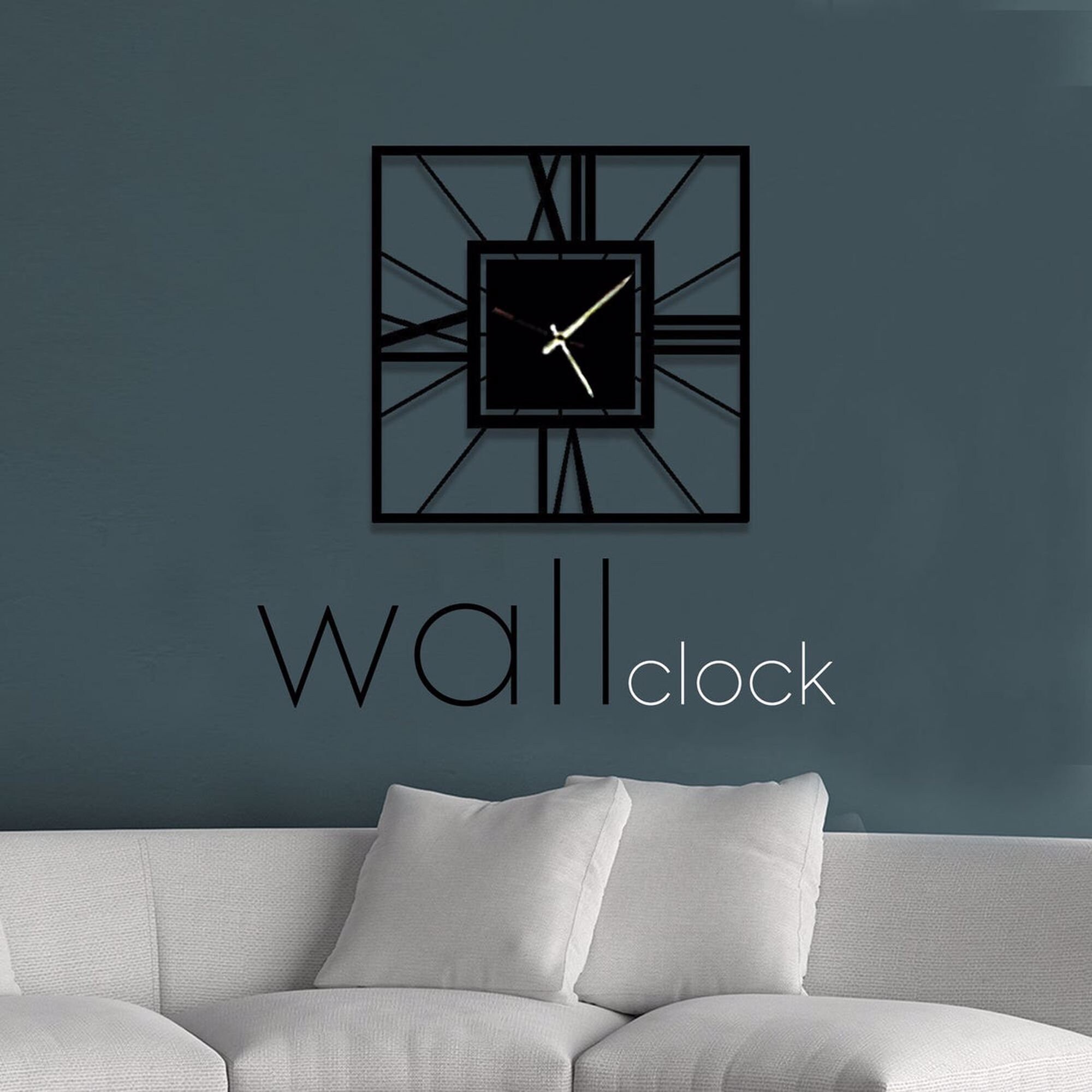 Large Square Metal Wall Clock With Abstract&roman Numerals - Etsy