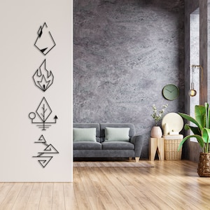 Four Elements Wall Decor; Metal Wall Art Original Wall Hangings ...