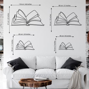 Book Metal Wall Art, Library Sign Line Art, Minimalist Metal Sign ...
